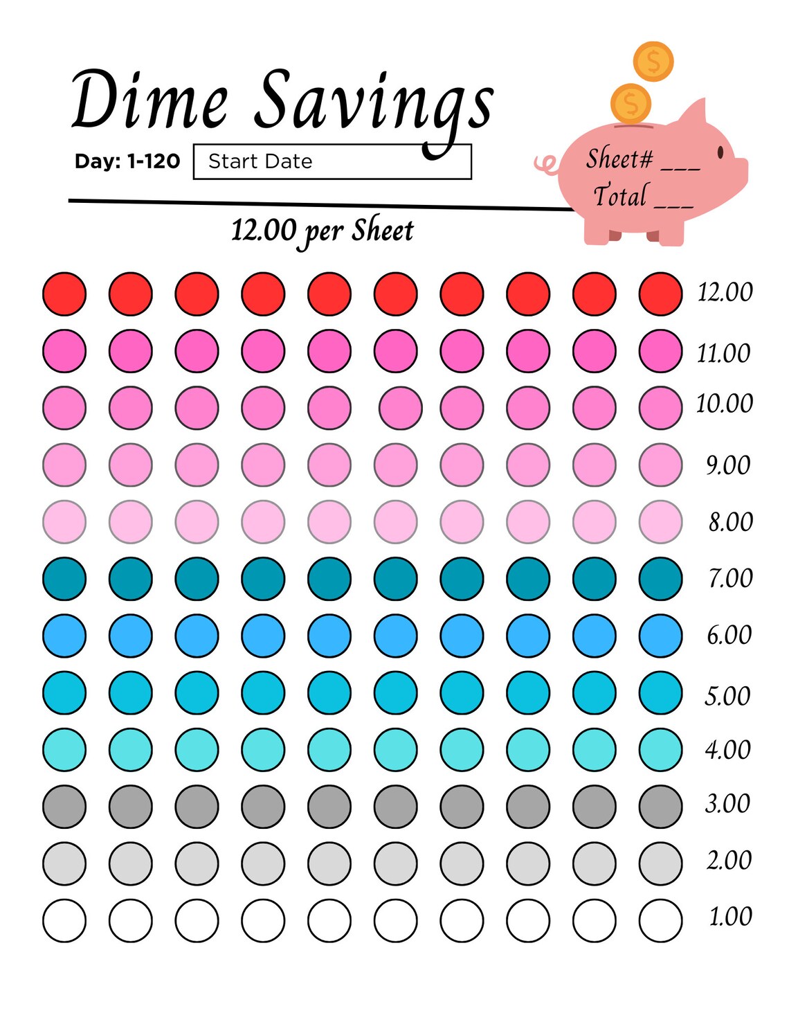 Coin Savings Sheets Kids Saving Plan, Printable Saving Sheets, Savings ...