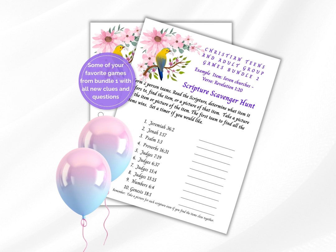 Christian Group Games Bundle, Bible Trivia, Scavenger Hunt, Icebreakers ...