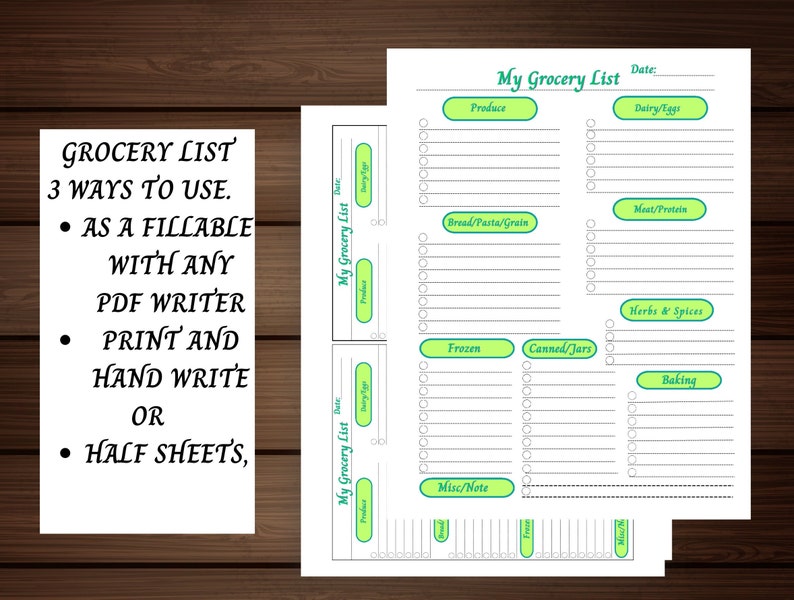 Grocery List, Refrigerator Grocery Notepad, Digitally Editable Grocery ...