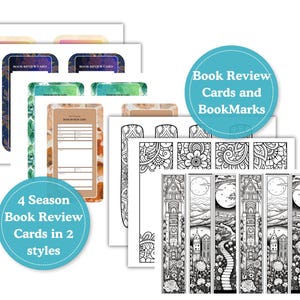 Book Review Cards & Bookmarks: Book Review Cards in 4 Unique Seasonal ...