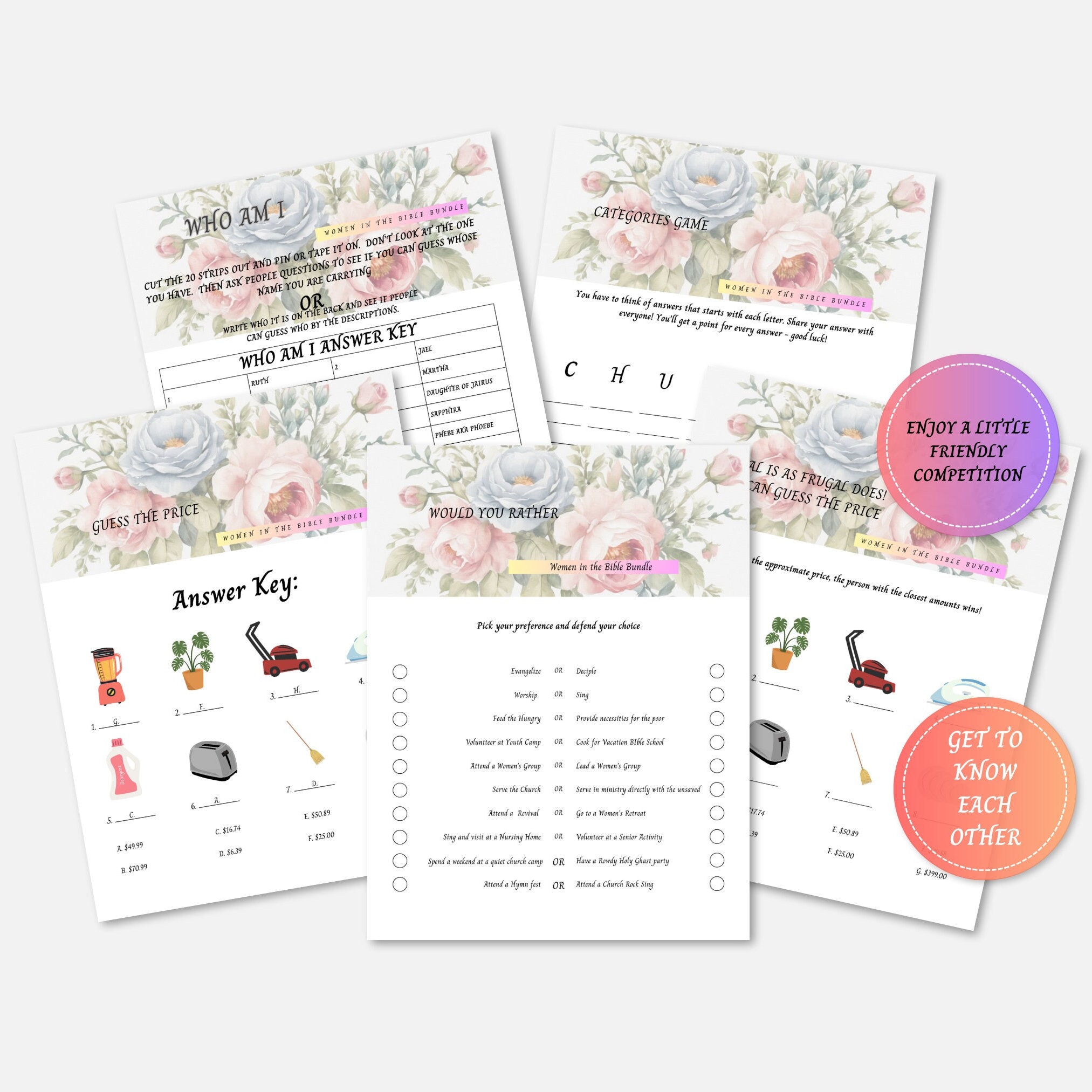 Christian Ladies Night Icebreaker: Women in the Bible Games, Bible ...