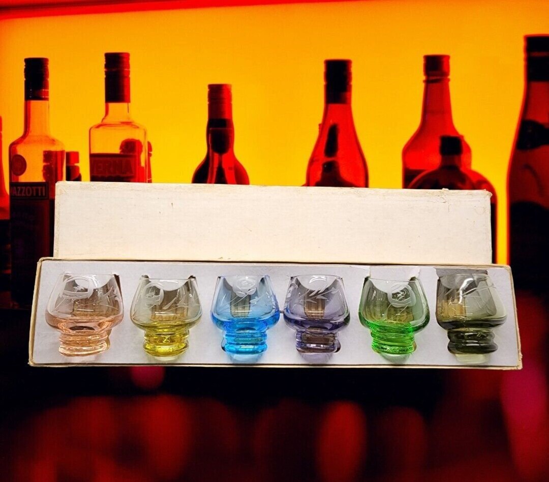 MCM Original Brandy Etched Glass Inhalers in Box 1 Oz Made for Gimbels ...