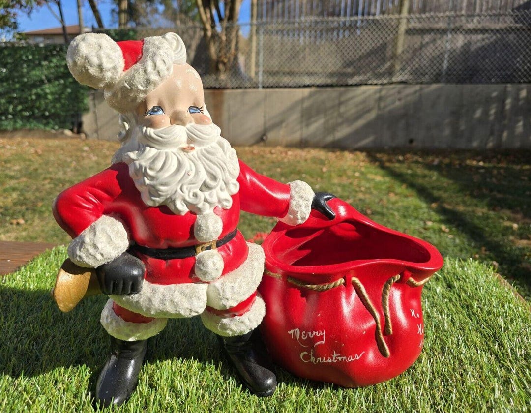VTG Hand Made Atlantic Mold Ceramic Santa Claus Figure Planter Signed ...