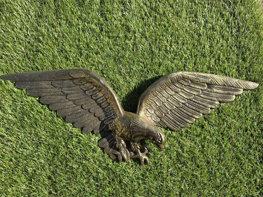 VTG Eagle Brass Cast Metal Wall Hanging Colonial Decor America 24" Wing ...