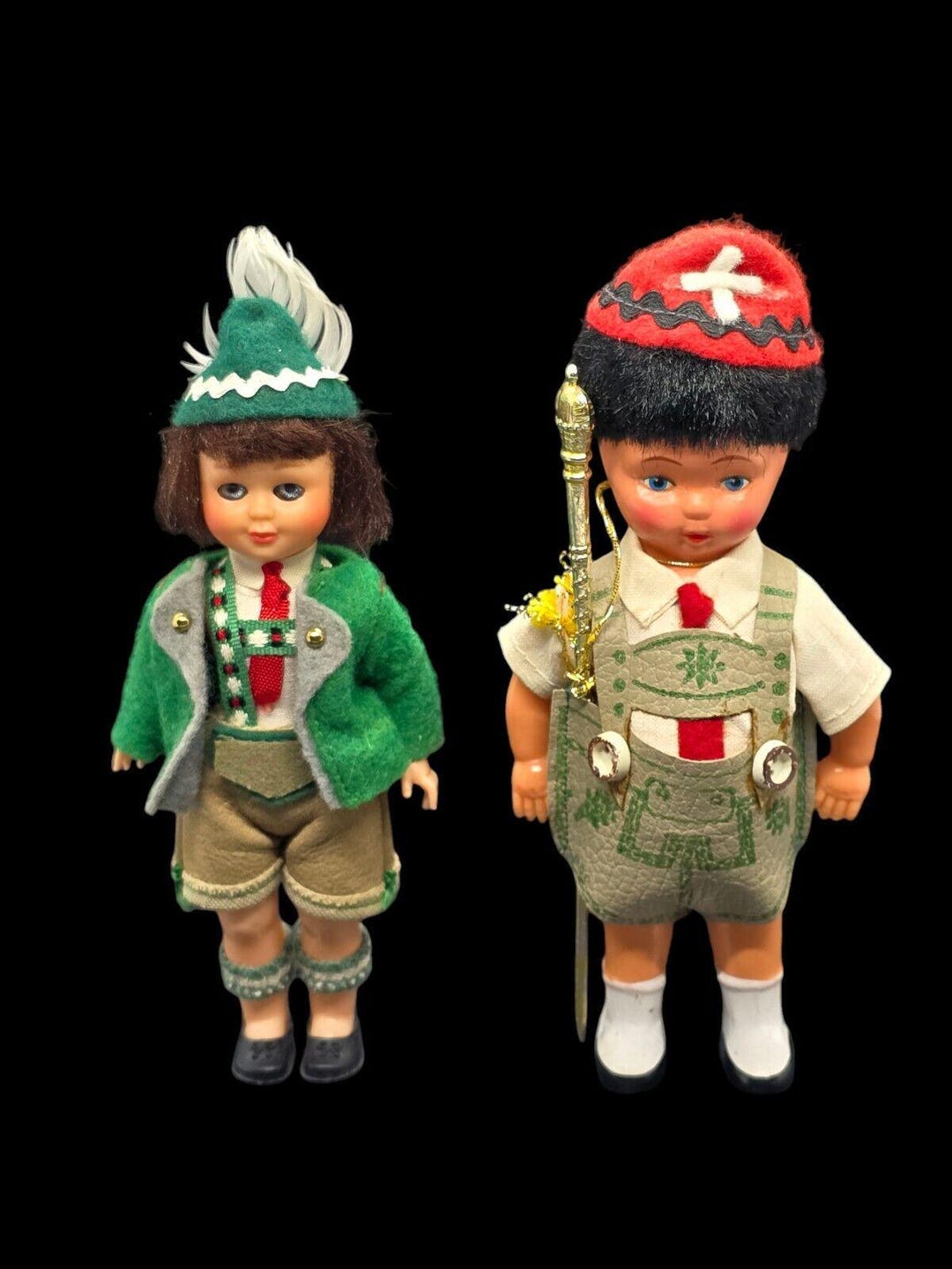 Pair of 7 Dutch German Holland Dolls Volendam Girl Boy Posable Arms ...