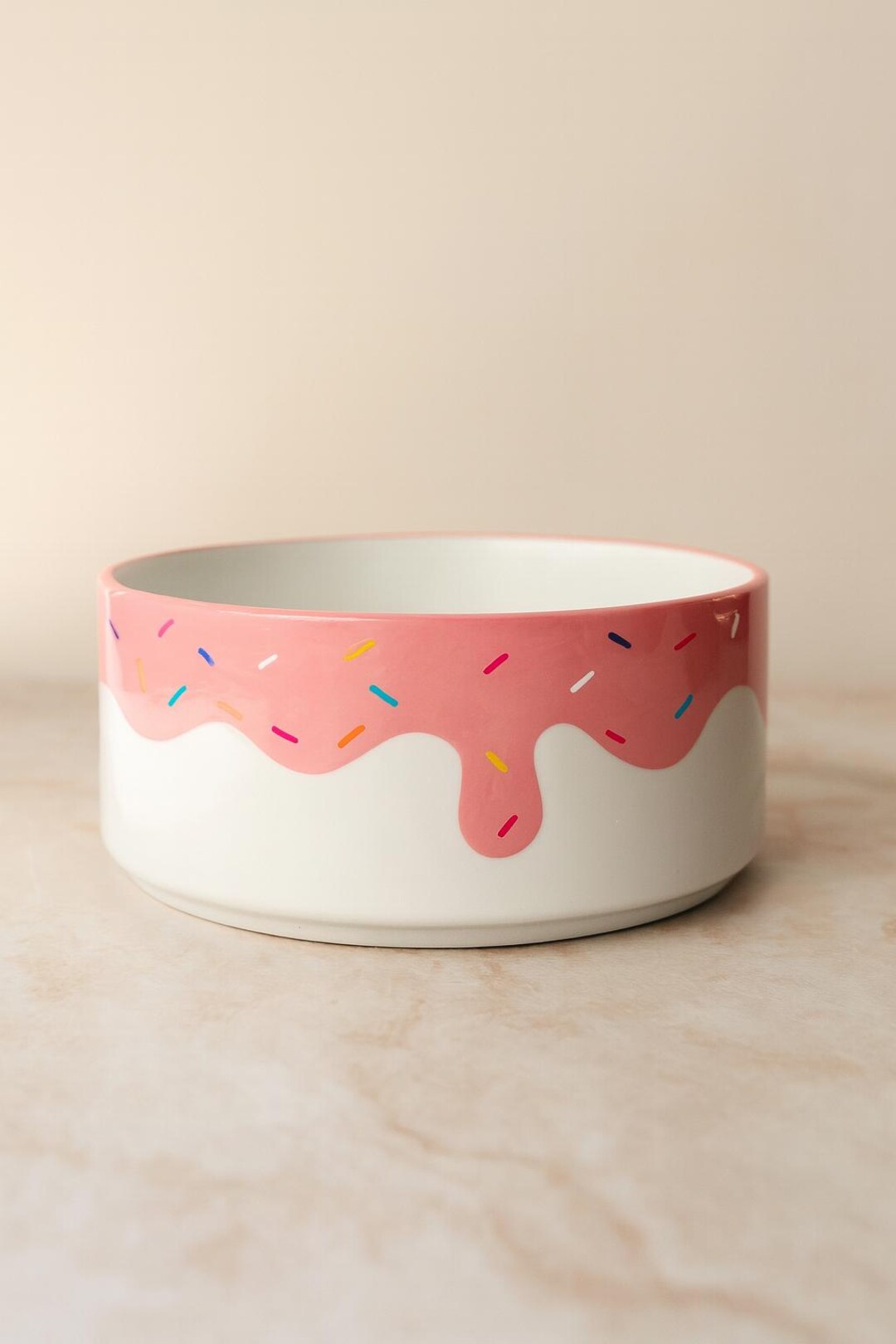 Hand-painted Donut Dog Bowl With Sprinkles | Ceramic Food & Water Dish ...