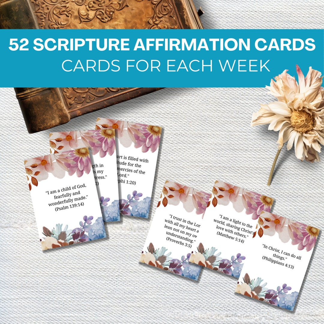 Printable Scripture Cards Printable Note Cards Faith Bible Verse 52 ...