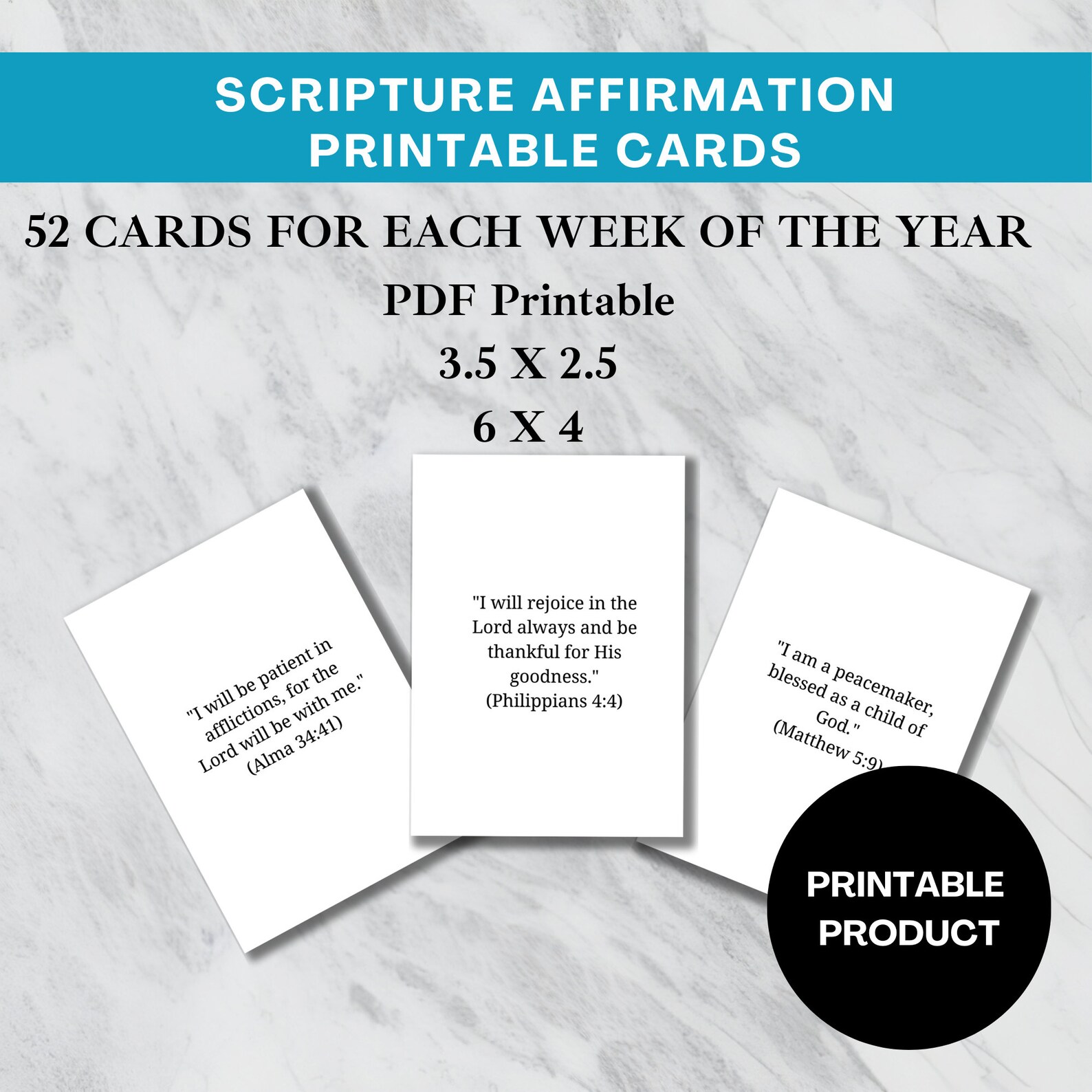 Printable Scripture Cards Printable Note Cards Faith Bible Verse 52 ...