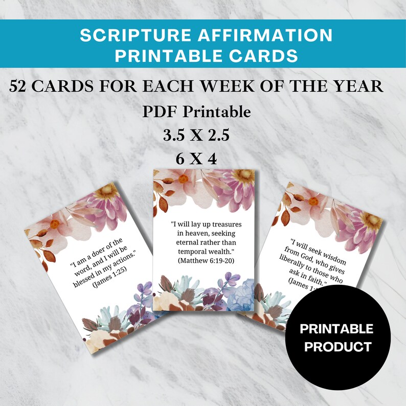 Printable Scripture Cards Printable Note Cards Faith Bible Verse 52 ...