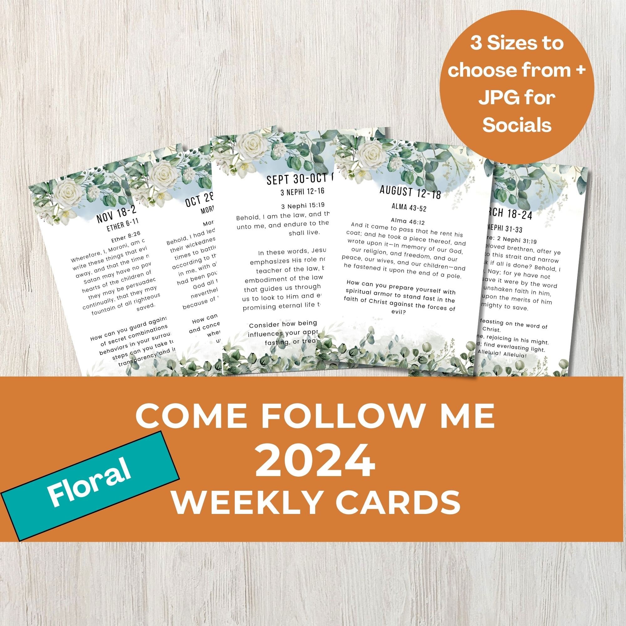 2024 LDS Come Follow Me Study Cards Book of Mormon LDS Handouts Gospel ...
