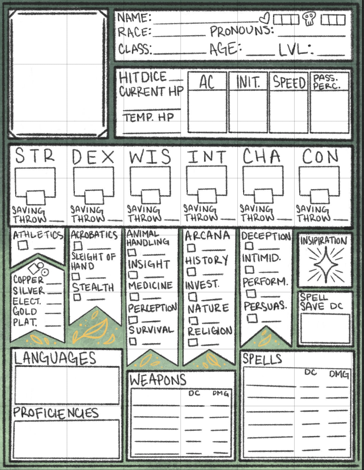 Themed Character Sheet - Etsy