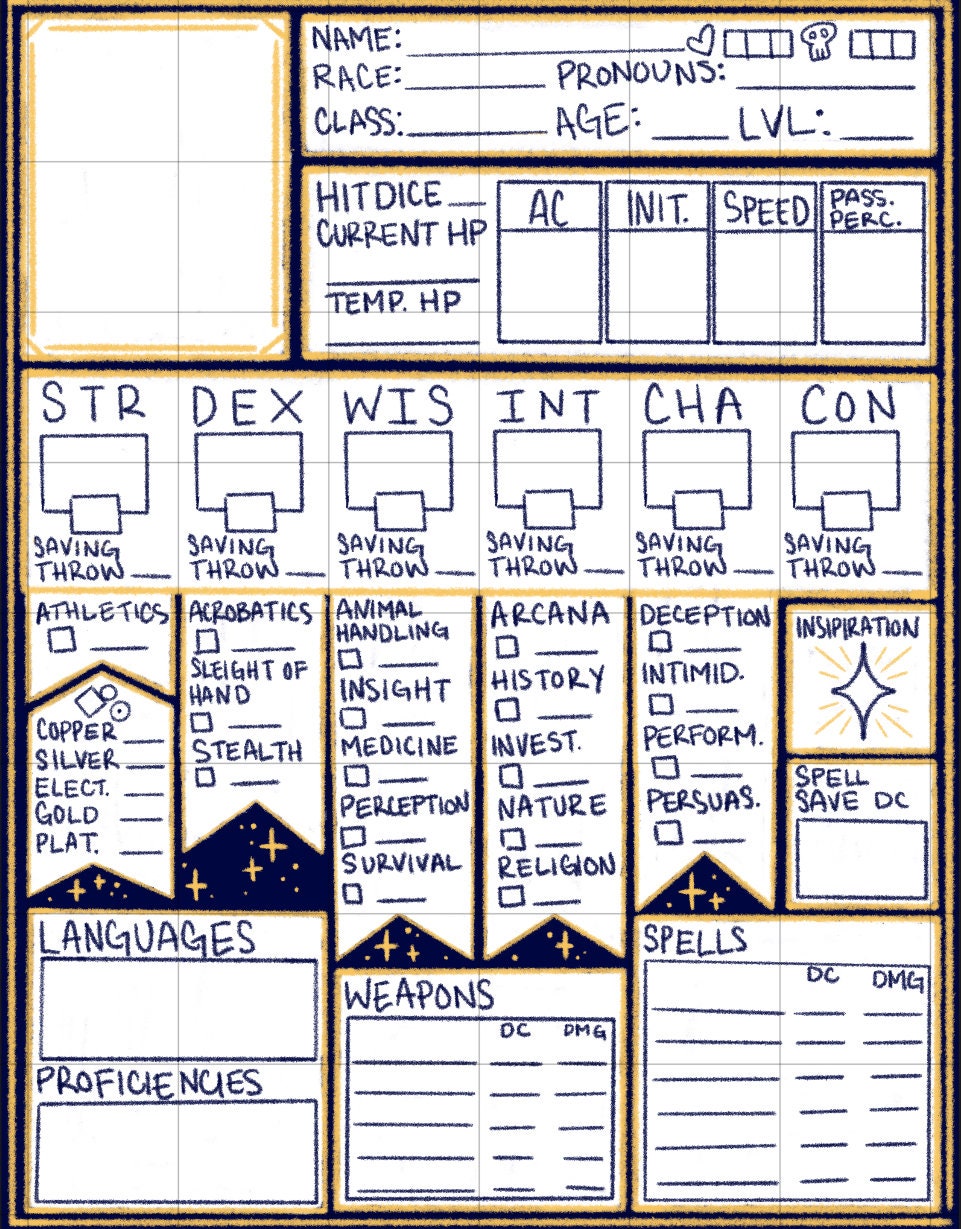 Themed Character Sheet - Etsy