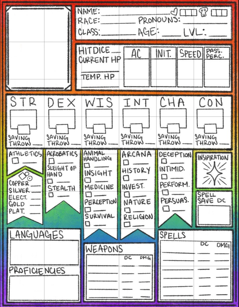 Themed Character Sheet - Etsy