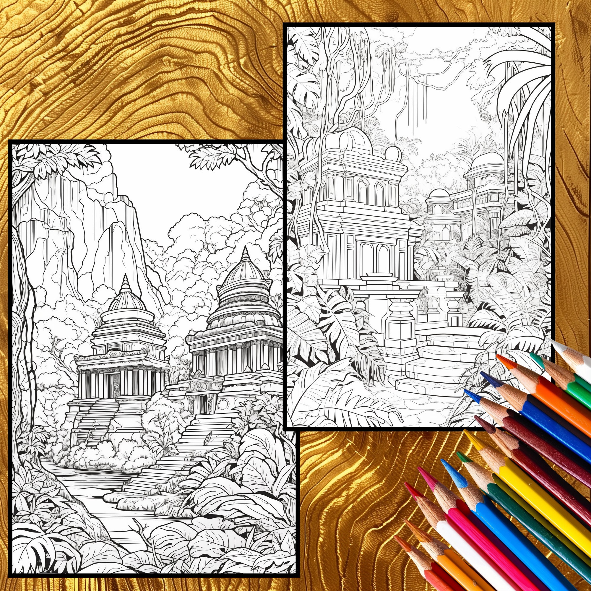 Jungle Adventures Coloring Book - 32 Exotic Designs, Digital Printable ...