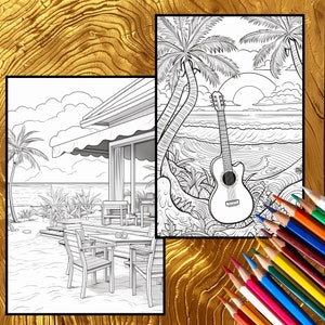 Beach Bliss Coloring Book - 51 Sunny Designs, Digital Printable PDF ...