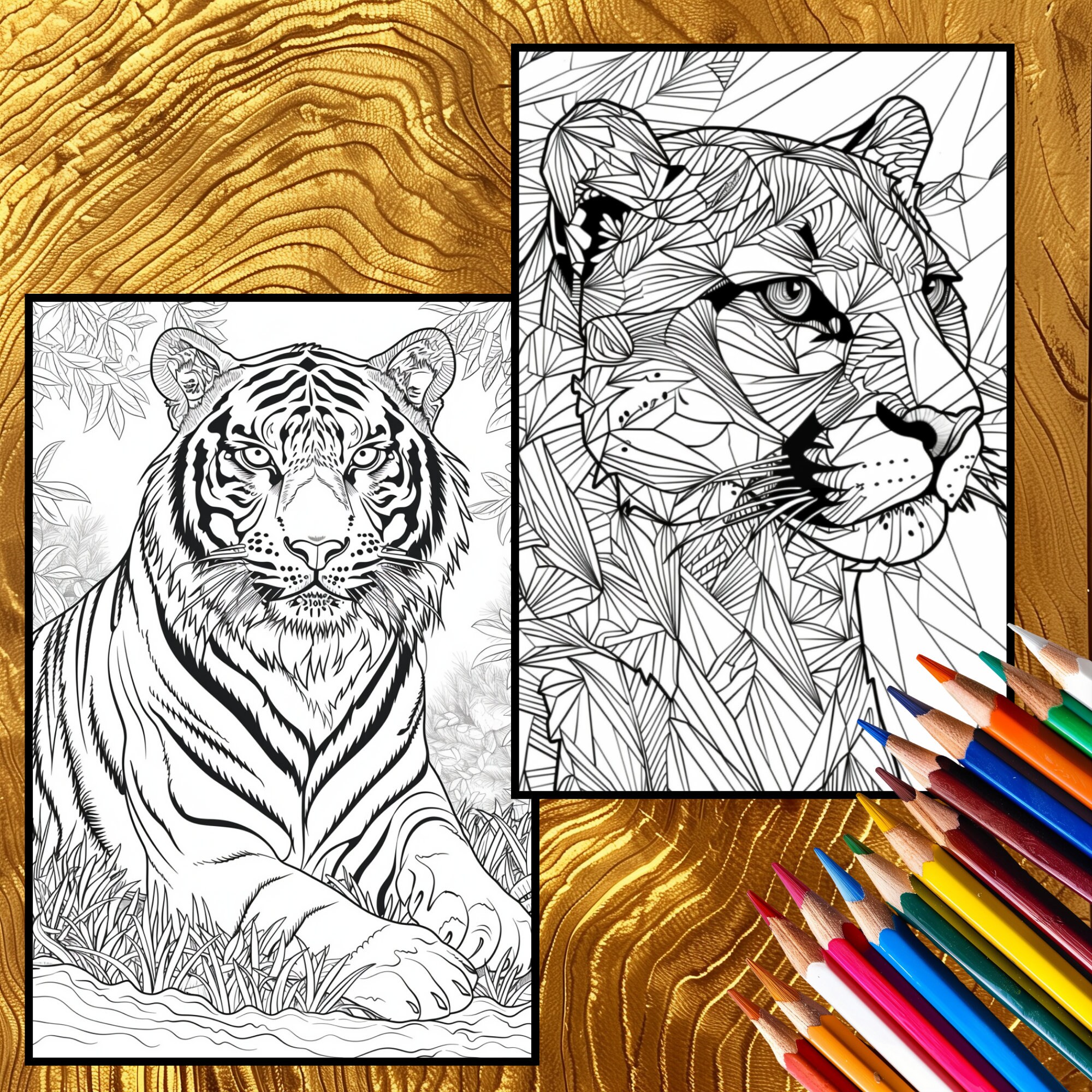Big Cats Coloring Book - 88 Exquisite Designs, Digital Printable ...