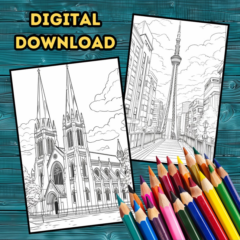 Landmarks Coloring Book 42 Iconic Designs, Digital Printable PDF ...