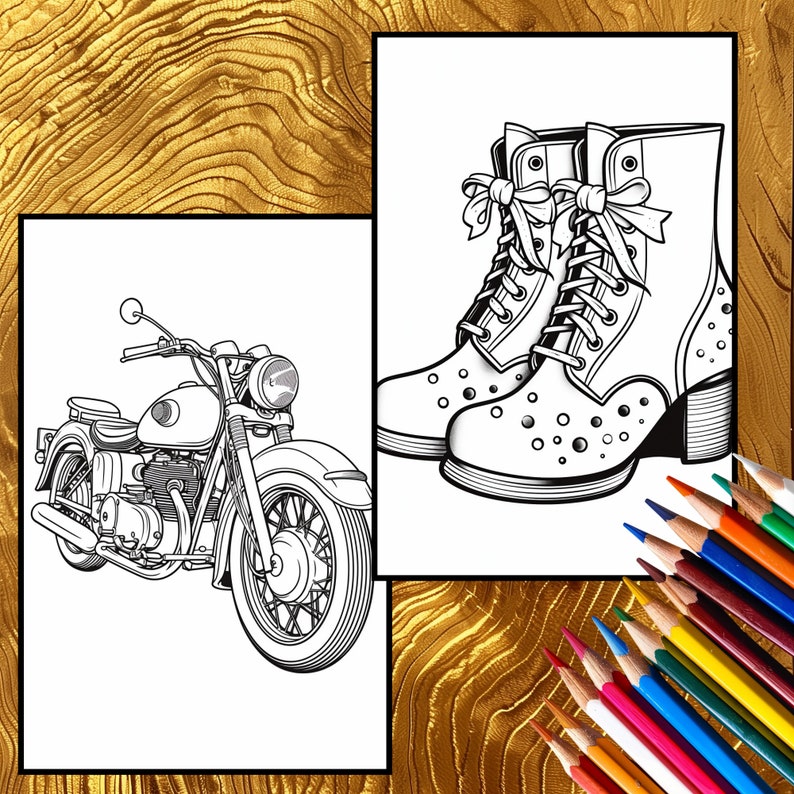 Retro Coloring Book - 55 Vintage Designs, Adult Coloring Pages, Digital ...