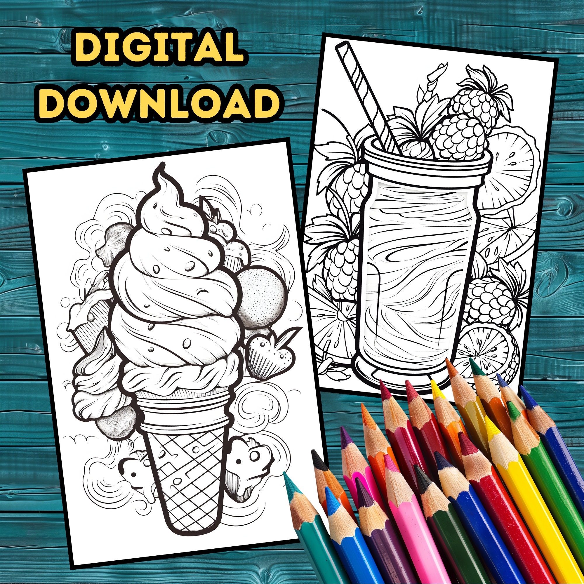 50+ Anime Food Coloring Page Bundle - Adults and Kids Coloring Book ...