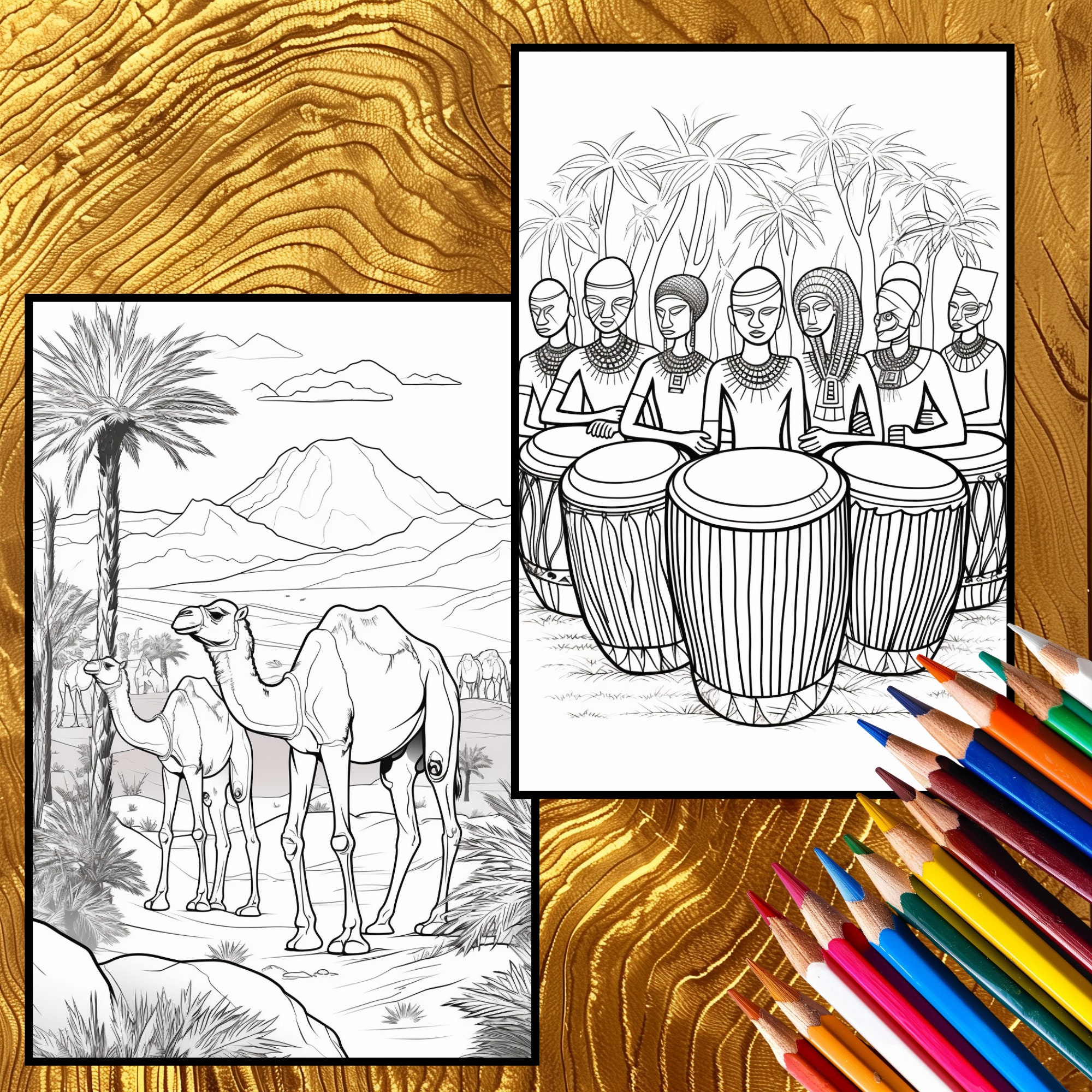 50 Africa Coloring Page Bundle - Adults and Kids Coloring Book ...