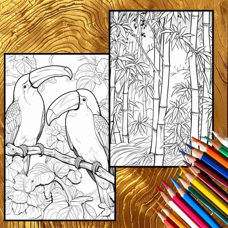 Jungle Adventures Coloring Book 32 Exotic Designs, Digital Printable ...