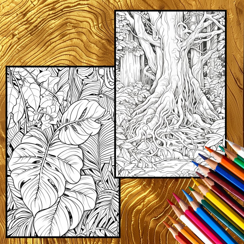 Jungle Adventures Coloring Book 32 Exotic Designs, Digital Printable ...