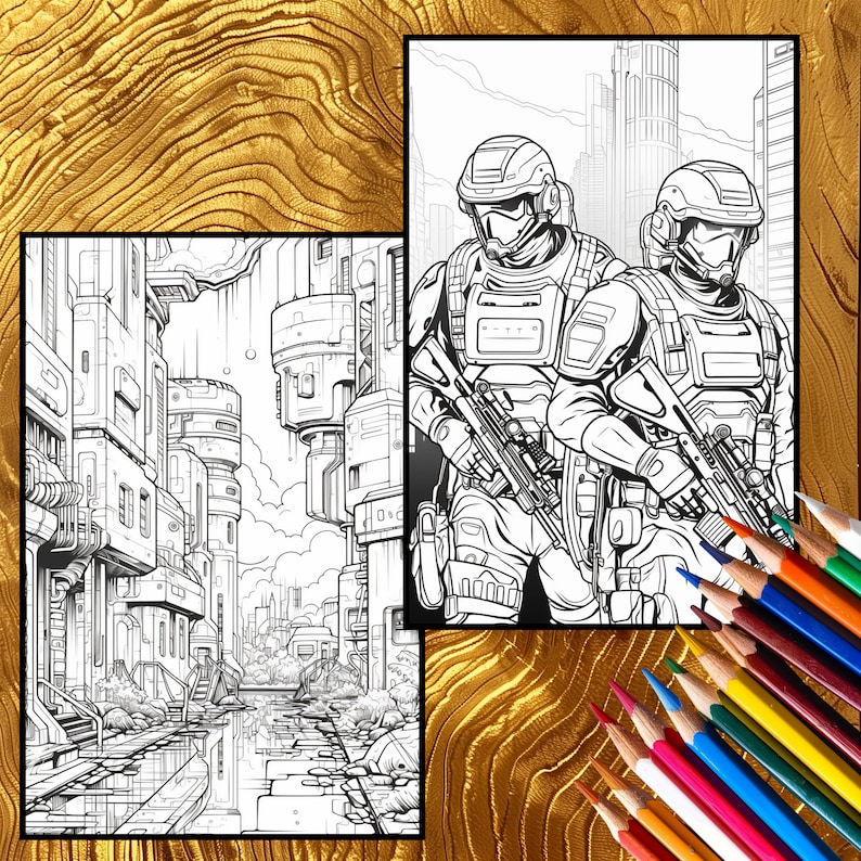 Dystopian Coloring Book - 59 Dark Designs, Digital Printable PDF, Sci ...