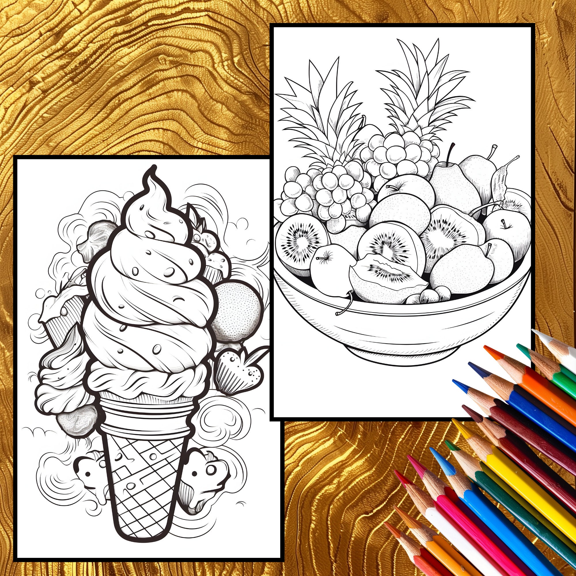 50+ Anime Food Coloring Page Bundle - Adults and Kids Coloring Book ...