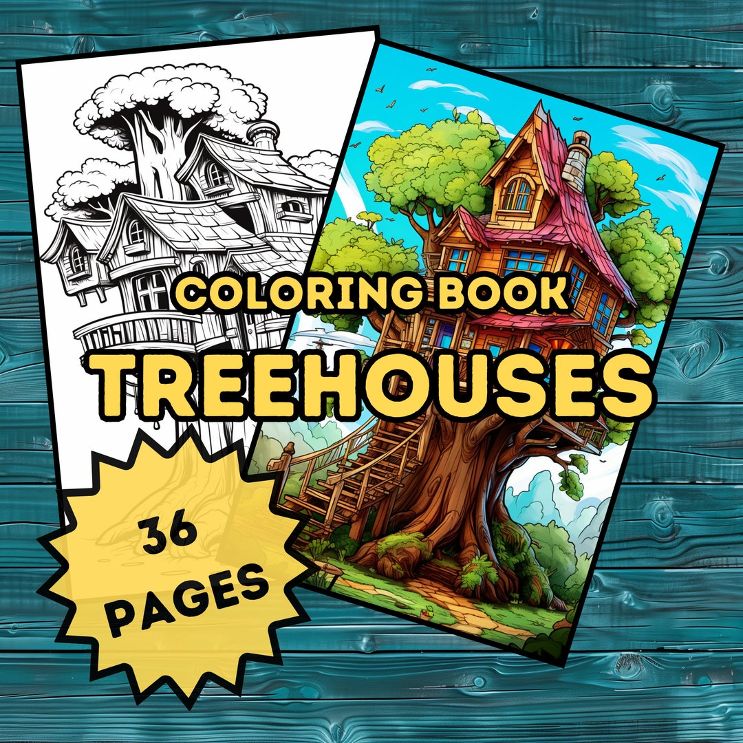 Treehouses Coloring Book - 36 Whimsical Designs, Adult Coloring Pages ...