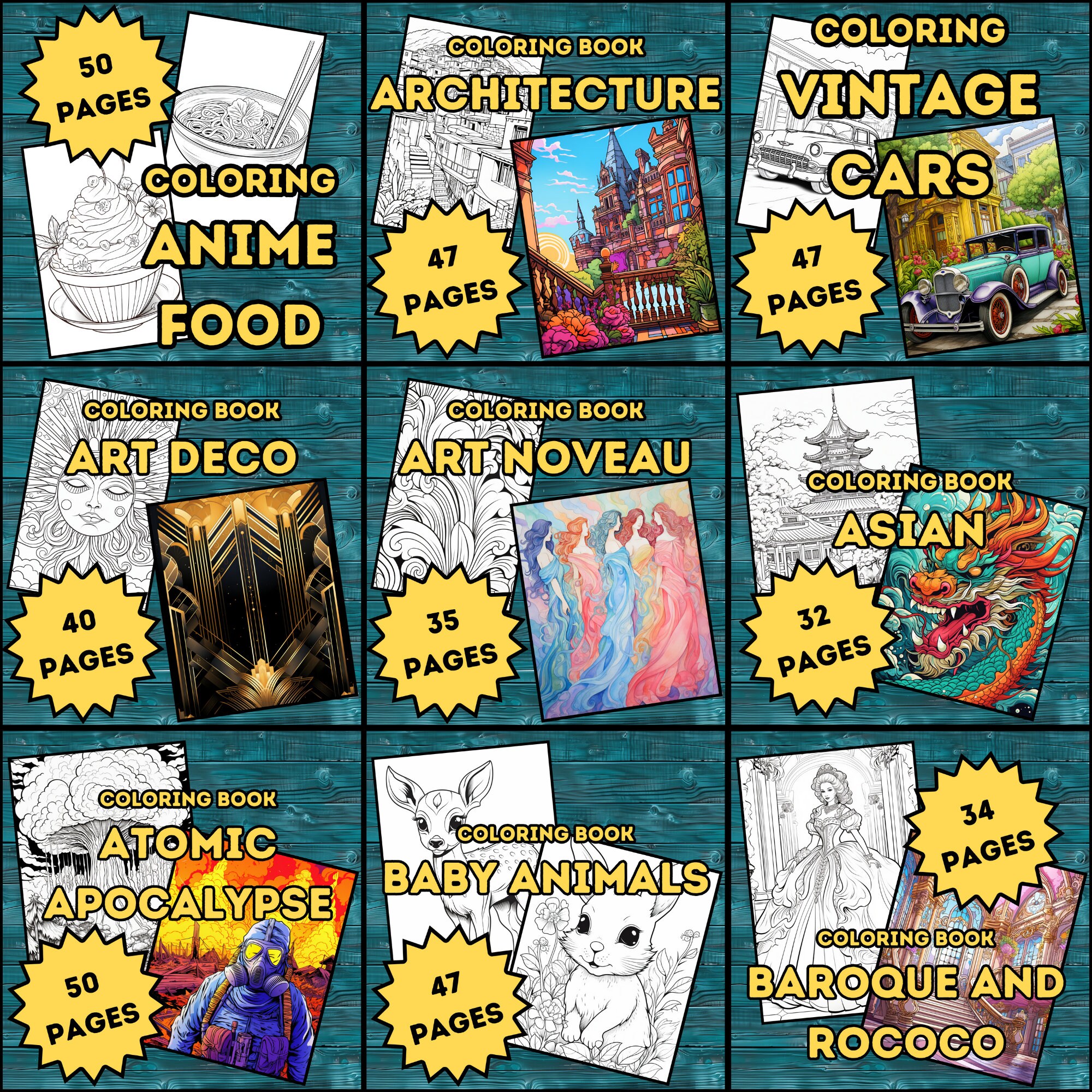 Whole Shop 50+ Coloring Books Bundle - 2300+ Illustrations, Adult and ...