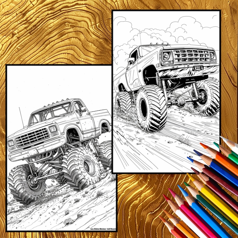 Monster Truck Coloring Book - 48 Thrilling Designs, Adult Coloring ...