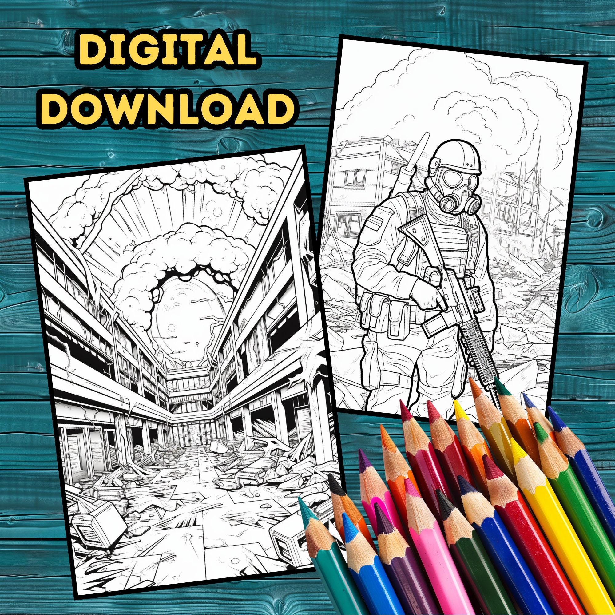 Atomic Apocalypse Coloring Book - 50 Post-apocalyptic Designs, Digital ...