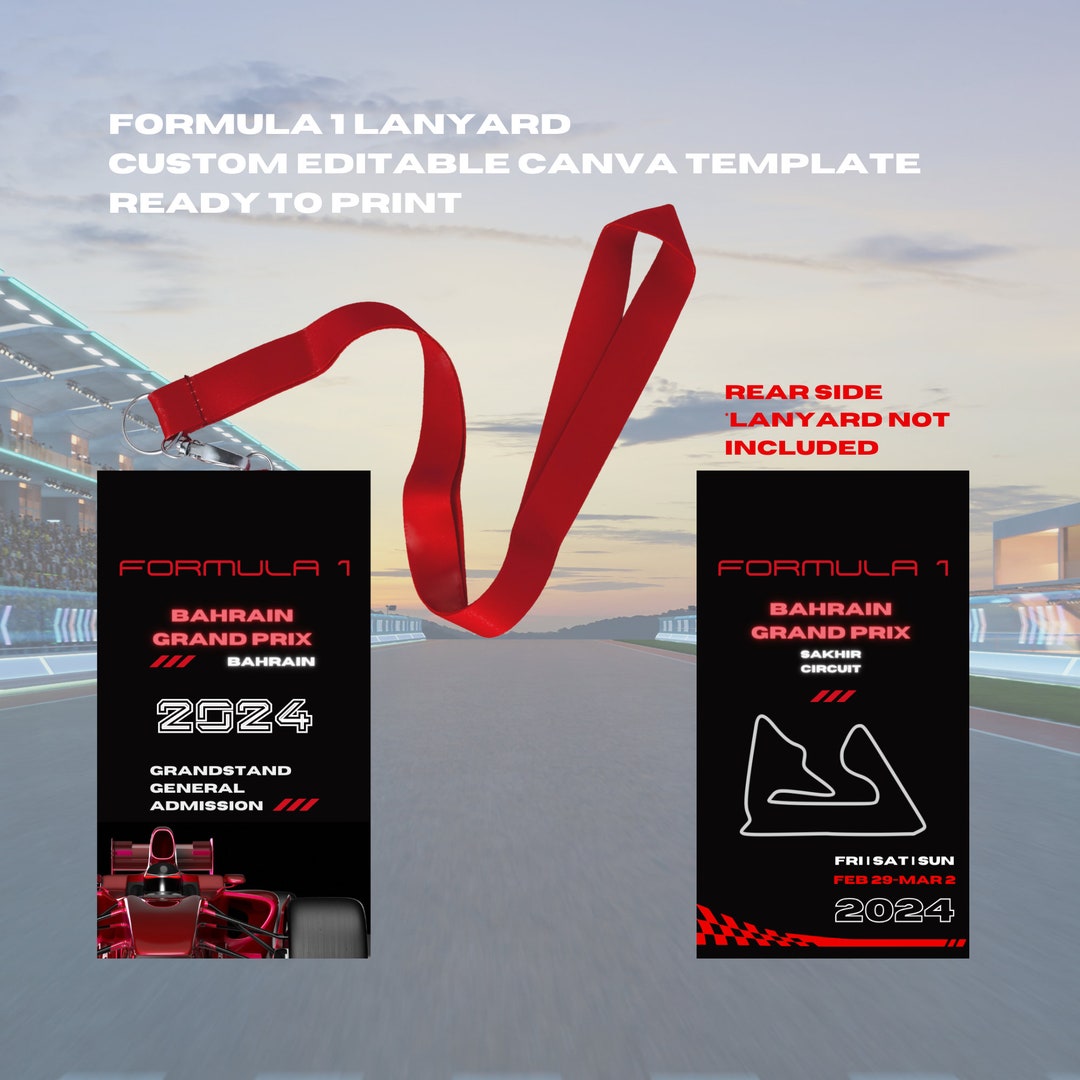 2025 Formula 1 Ticket Lanyard Style Template Personalized Grand Prix F1 Themed Invitation or ...