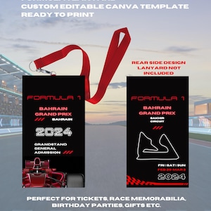 Formula 1 Ticket Lanyard Template: Custom Grand Prix F1 Memorabilia or ...