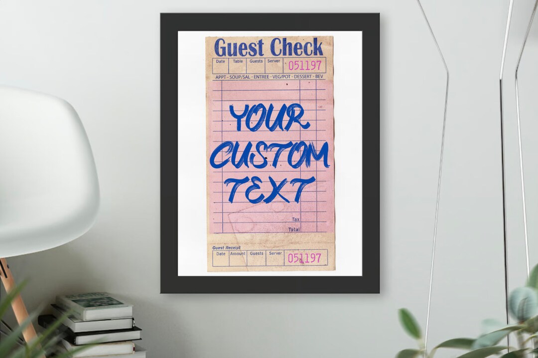Guest Check Wall Art | Custom Guest Check Art Print | Custom Guest ...
