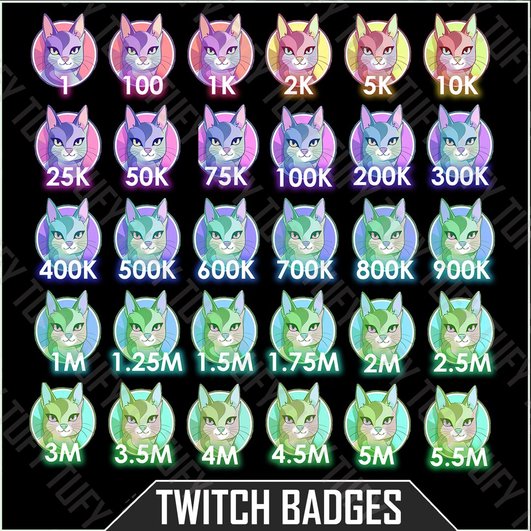 30x Cat Twitch Bit Badges / Complete Twitch Bit Badges Set/ Twitch Tier ...