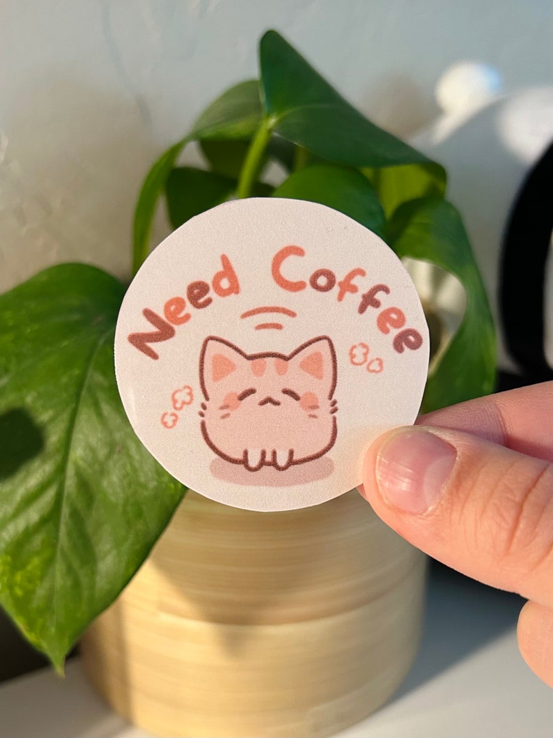 Coffee Cat Sticker Need Coffee Water Resistant - Etsy