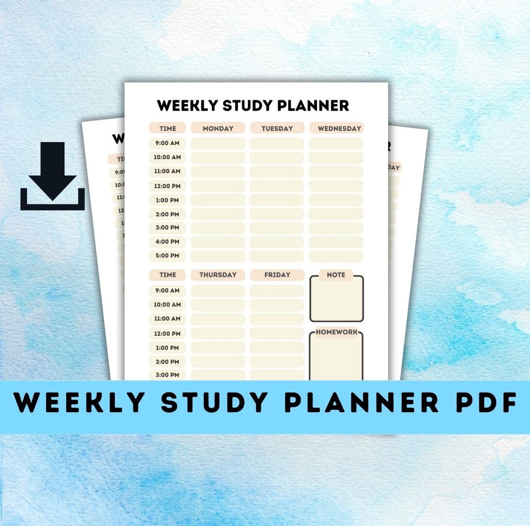 Weekly Study Planner PDF, Printable Gratitude Journal (digital Download ...