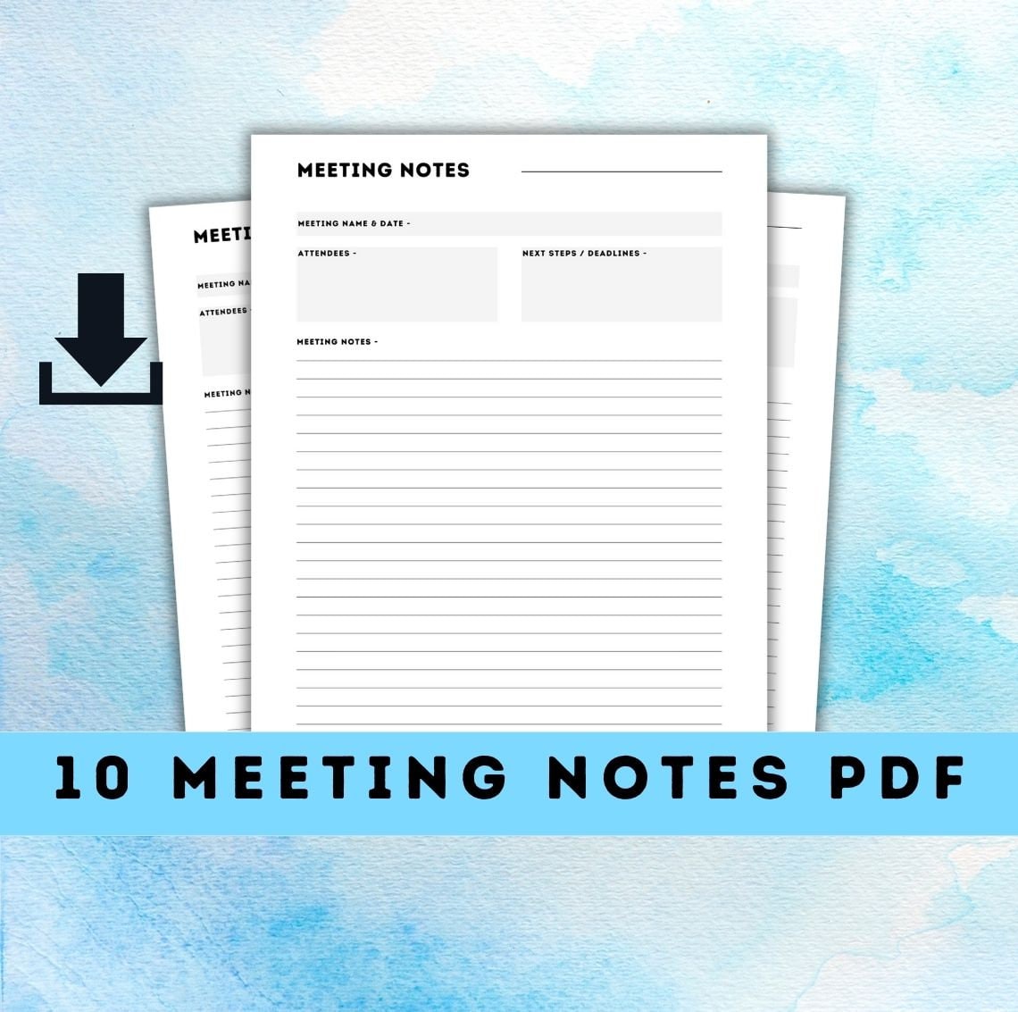 10 Meeting Notes PDF, Gratitude Journal, Daily Planner PDF, Digital ...