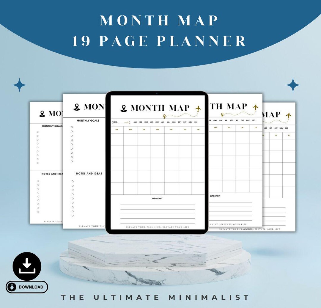 Month Map Printable Planner | Yearly Overview (PDF) - Etsy