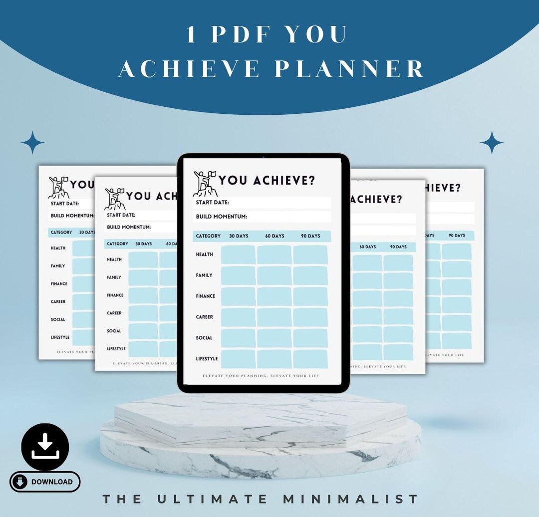 You Achieve Planner Printable | 30/60/90 Day Goal Tracker (PDF) - Etsy