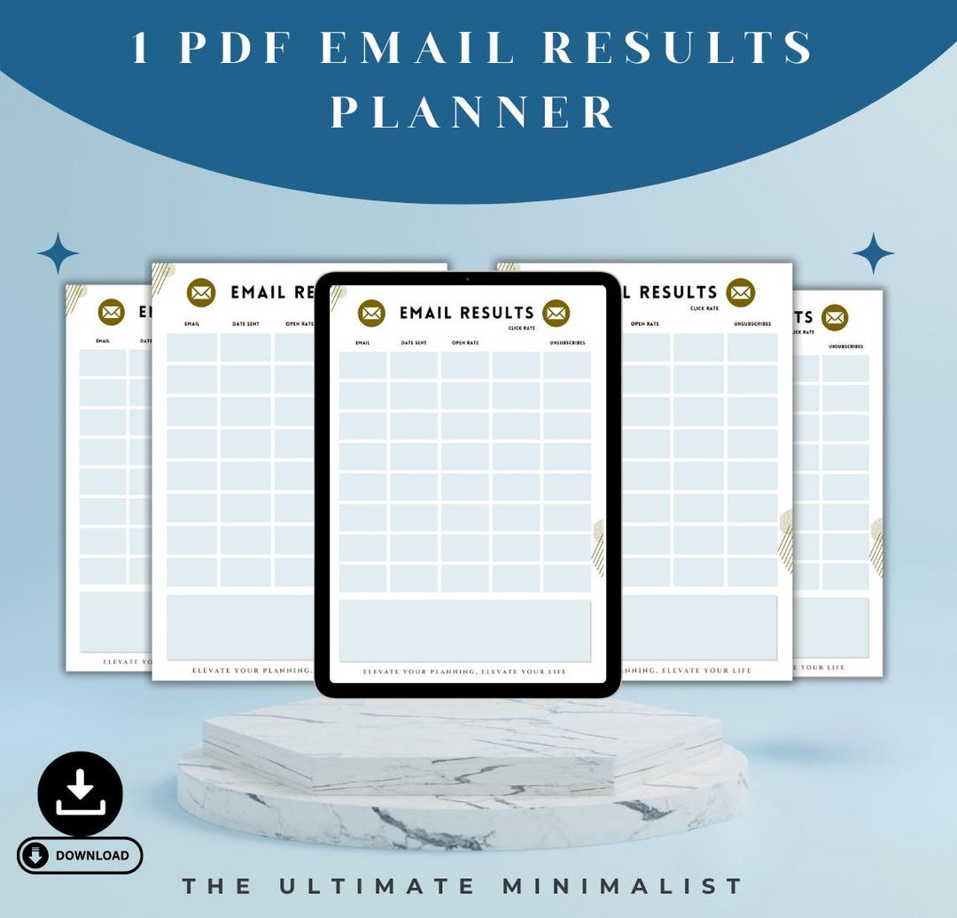 Premium Email Results Tracker Printable | Track Open Rate, Click Rate & Unsubscribes | Digital ...