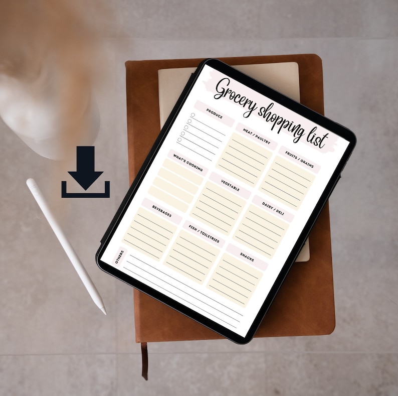 Grocery Shopping List PDF, Printable Planner (digital Download) - Etsy
