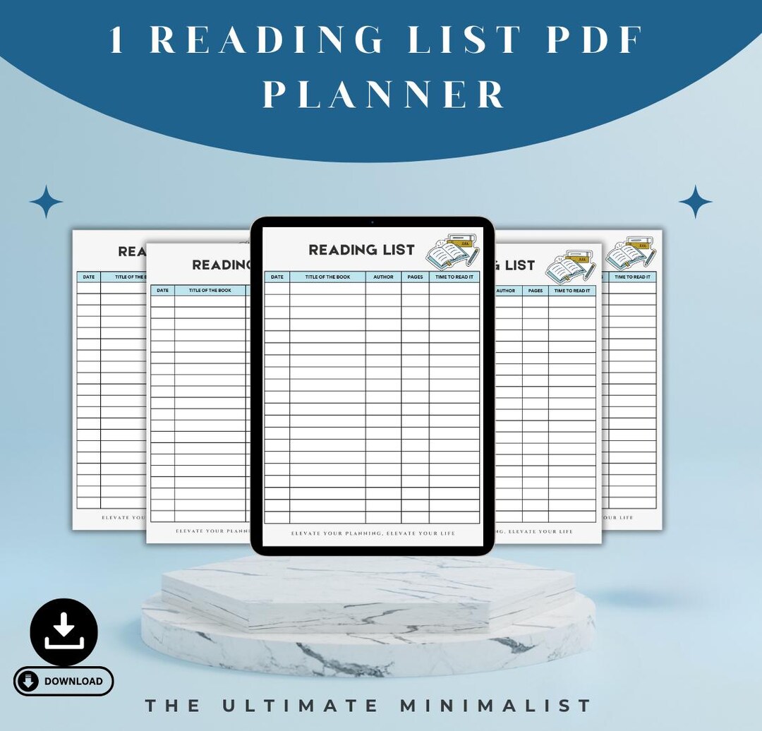 Reading List Printable: Book Tracker Template for Book Lovers (PDF ...