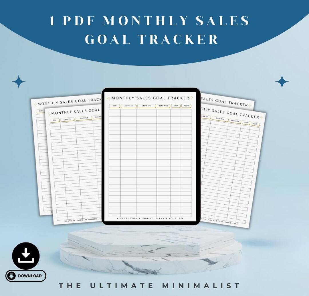 Monthly Sales Goal Tracker | Printable Profit Planner (PDF) - Etsy Canada