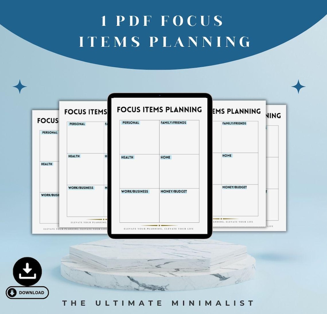 Premium Focus Items Planner Printable | Page Daily Priorities Template ...