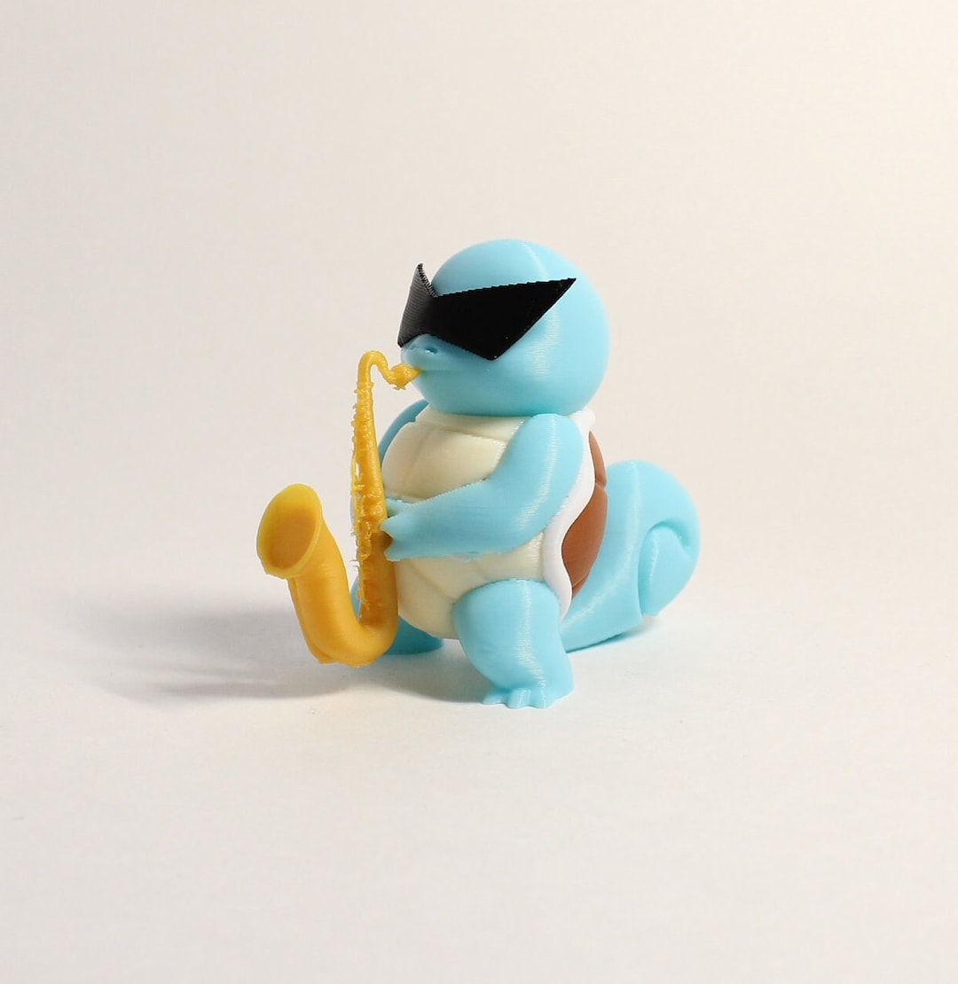 Squirtle Saxophone Figure (3D Printed), Pokemon Fan Gift, Viral Meme ...