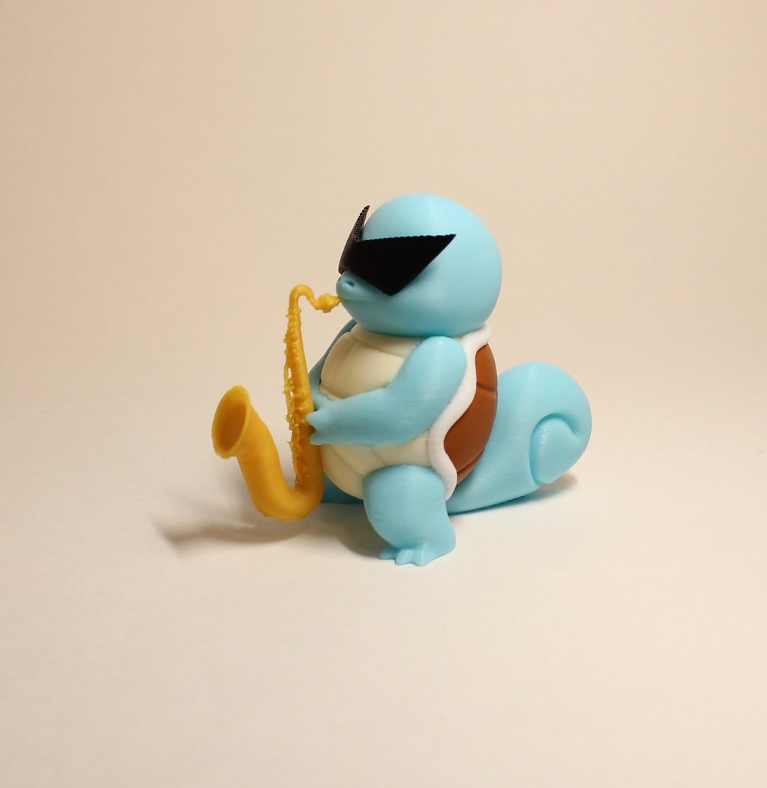 Squirtle Saxophone Figure 3D Printed, Pokemon Fan Gift, Viral Meme ...