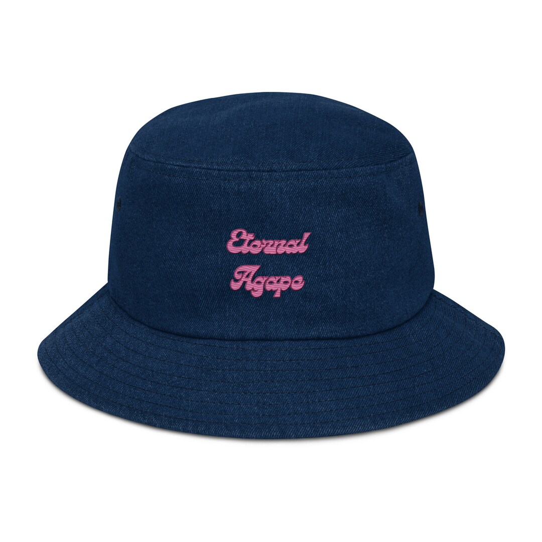 Eternal Agape Pink Logo Denim Bucket Hat - Etsy