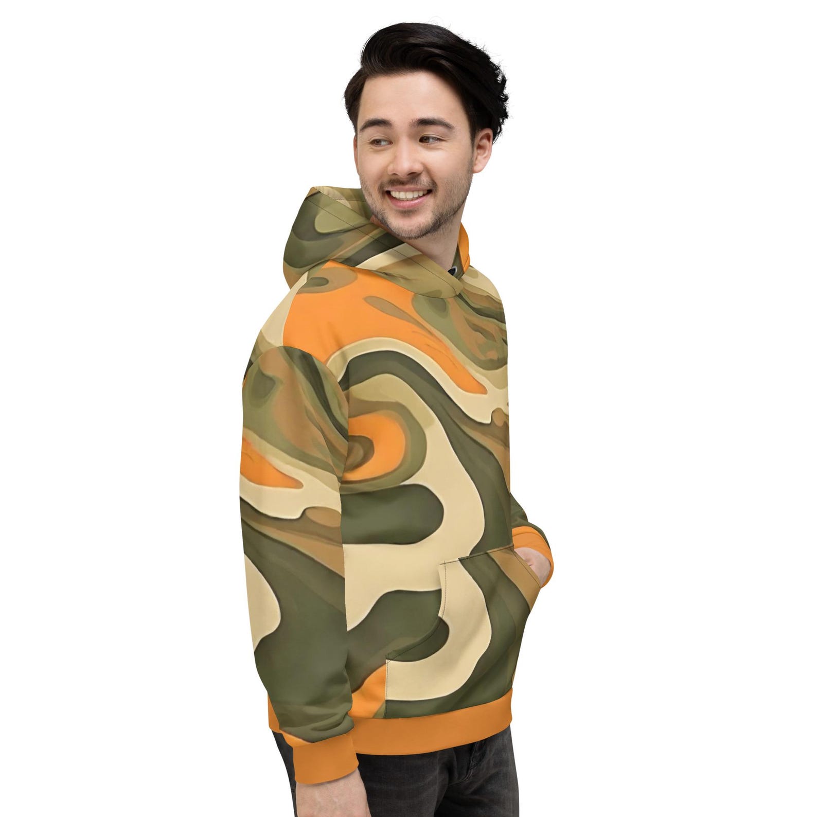Orange, Green and Tan Eternal Agape Men's Camo Hoodie - Etsy